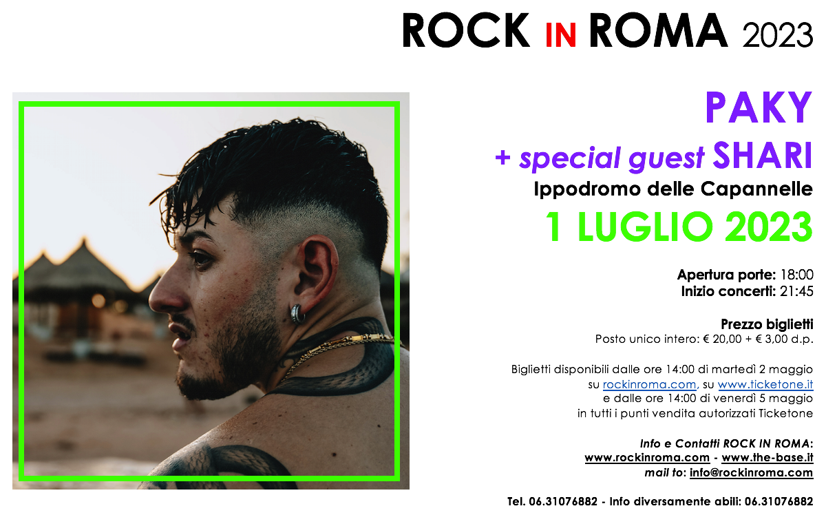 ROCK IN ROMA: PAKY live sabato 1 luglio 2023 all'Ippodromo delle ...